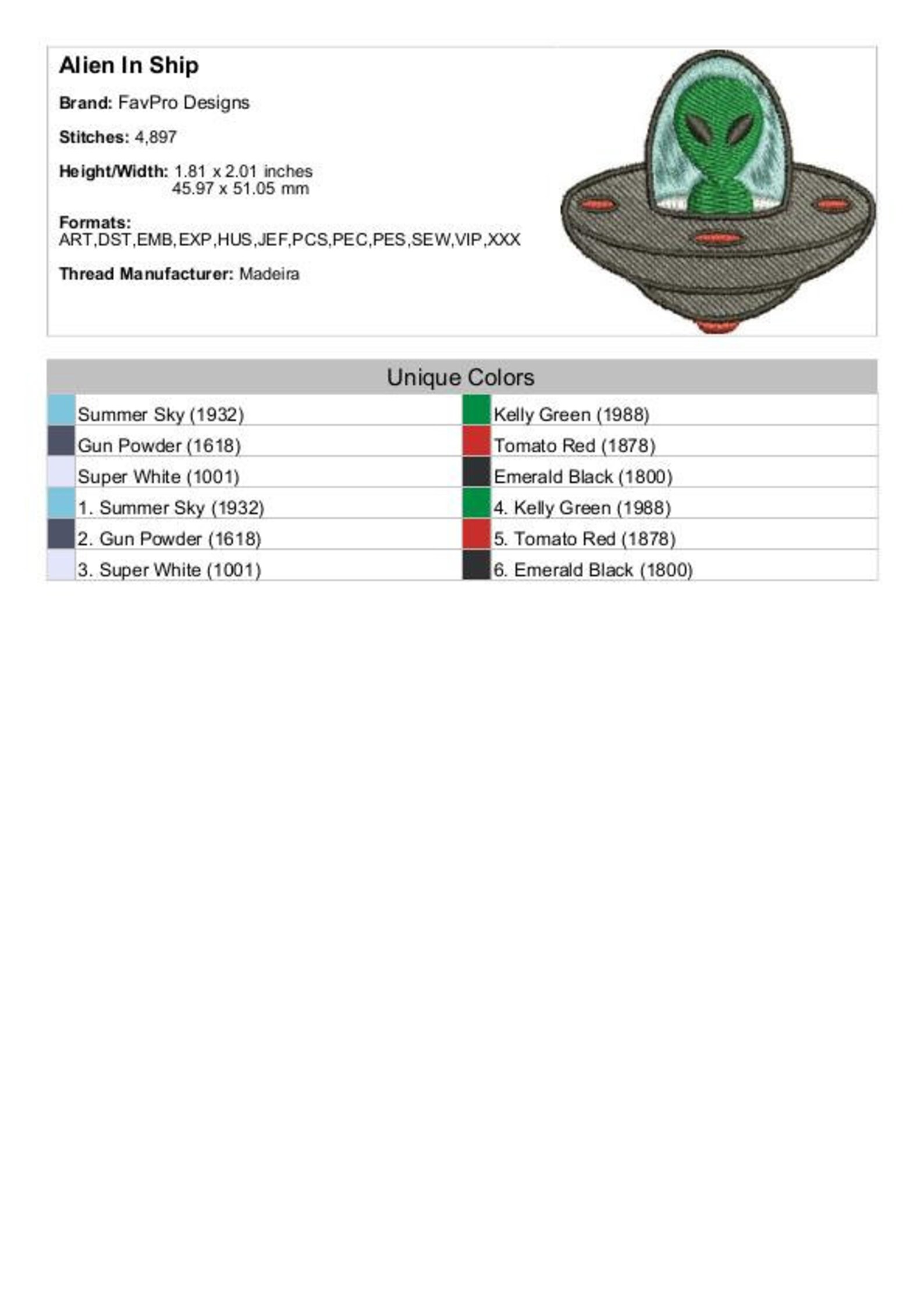 Alien in Ship Machine Embroidery Design - Etsy