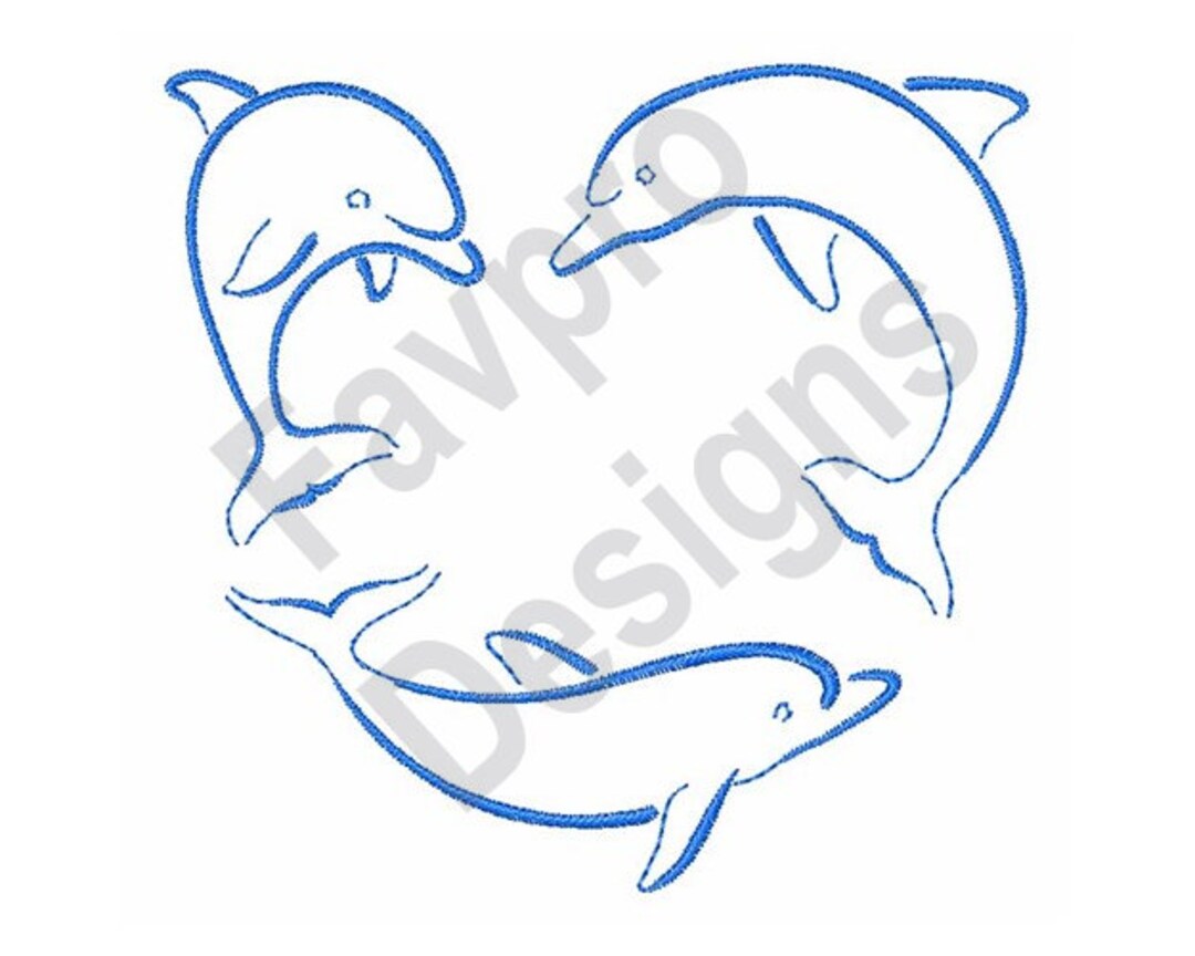 Dolphins Outline - Machine Embroidery Design - Etsy