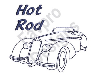 Hot Rod Outline Car Machine Embroidery Design - Etsy