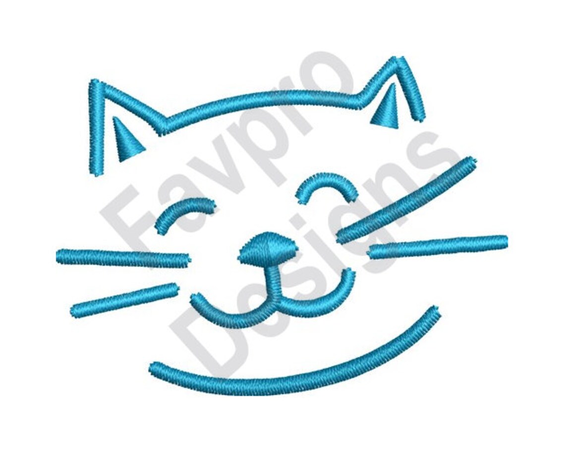 Happy Cat Head Machine Embroidery Design - Etsy