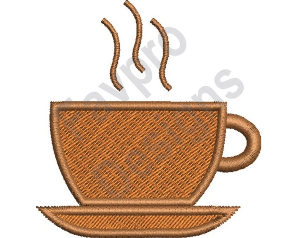 Coffee Cup Machine Embroidery Design - Etsy