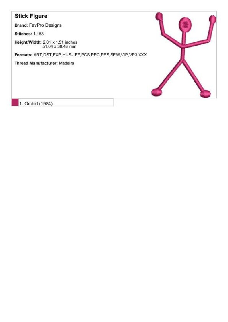 Stick Figure Machine Embroidery Design | Etsy