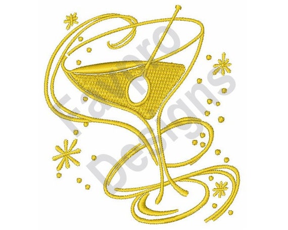 Martini Outline Machine Embroidery Design | Etsy Australia
