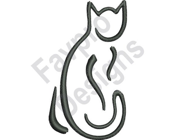 Cat Outline Machine Embroidery Design - Etsy