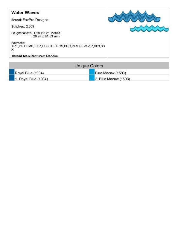 Water Waves Machine Embroidery Design | Etsy