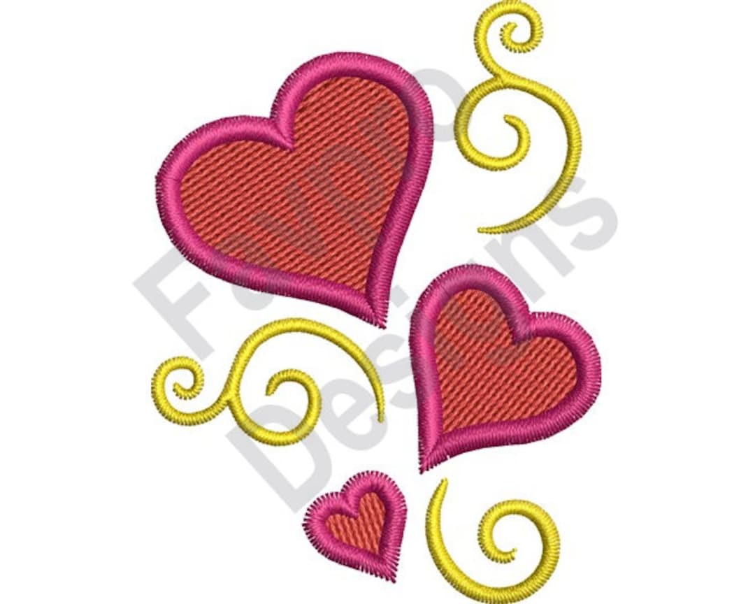 Three Hearts - Machine Embroidery Design - Etsy