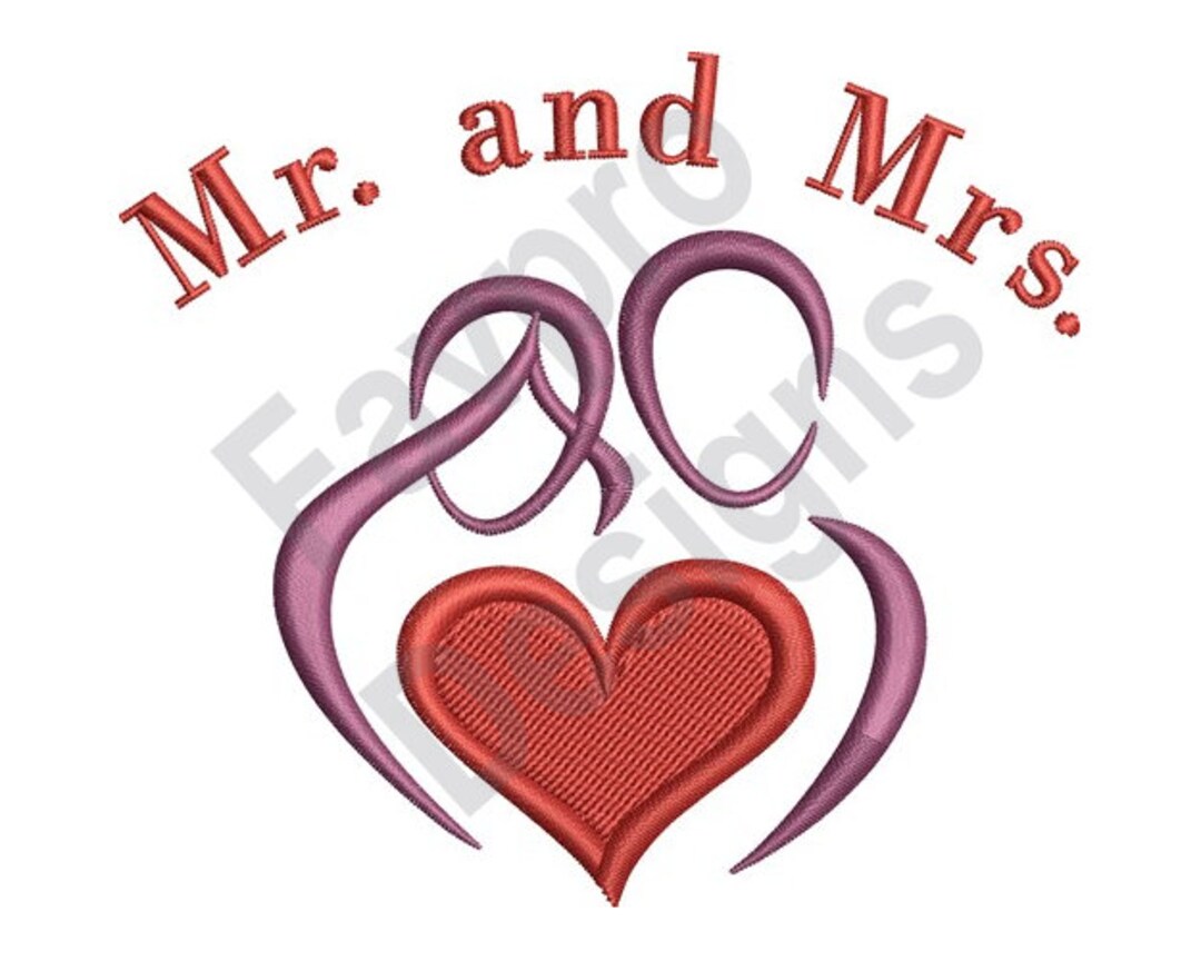 Mr & Mrs Heart - Machine Embroidery Design - Etsy
