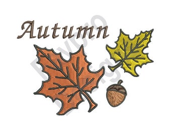 Autumn Leaves Machine Embroidery Design Fall Leaf - Etsy