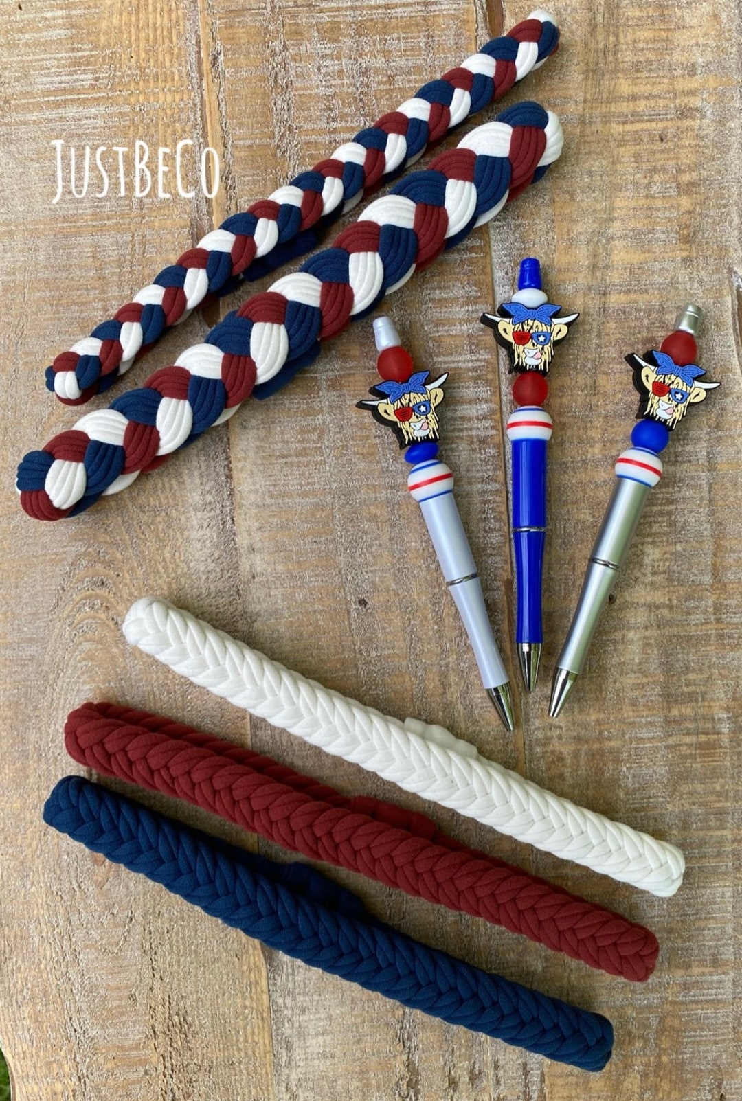 Braided Headbands, Rustic Americana, Beaded Pen, Highland Cow, Red ...