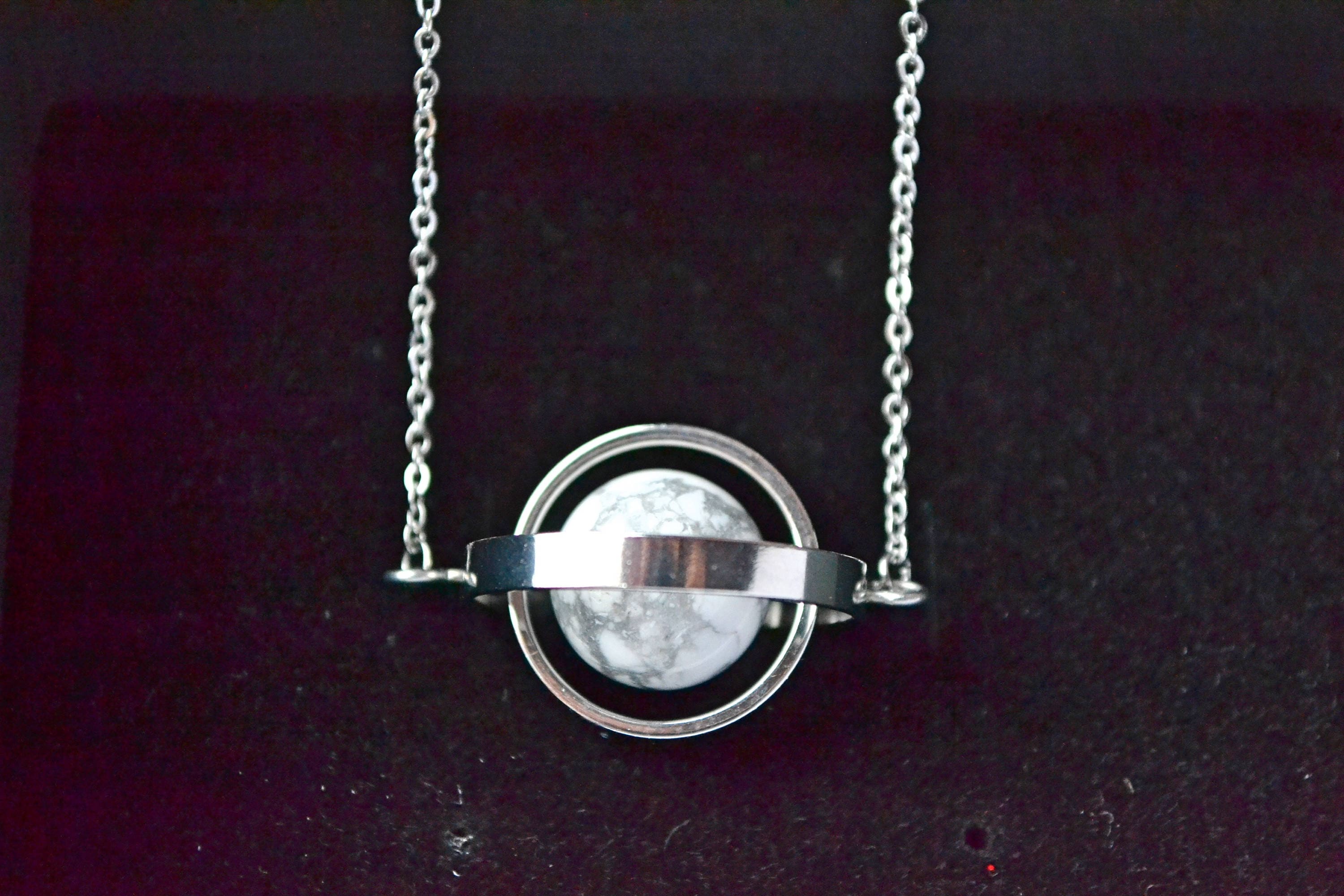 Spinning Little Planet With Marble Stone Stainless Steel Necklace - Etsy