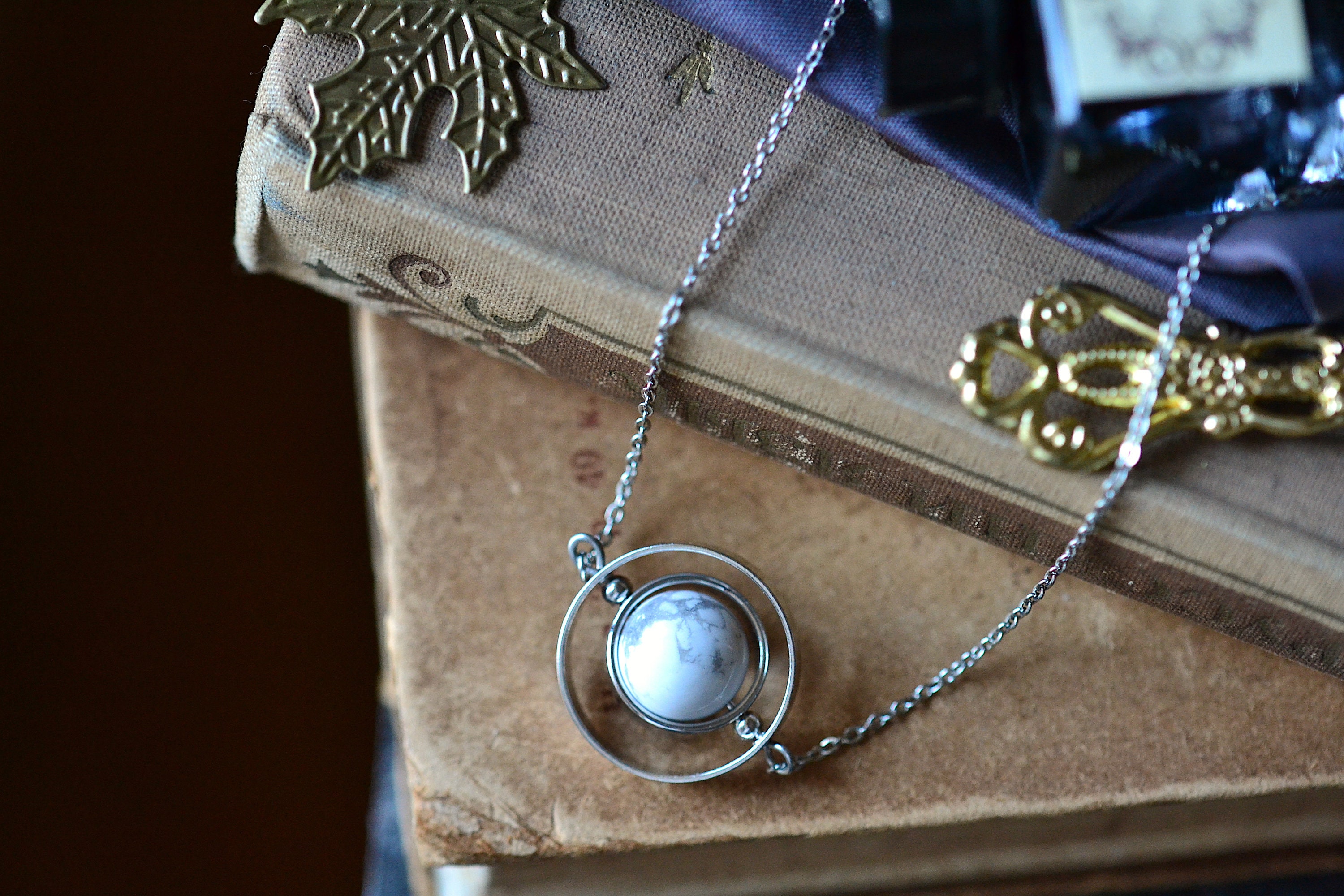 Spinning Little Planet With Marble Stone Stainless Steel Necklace - Etsy