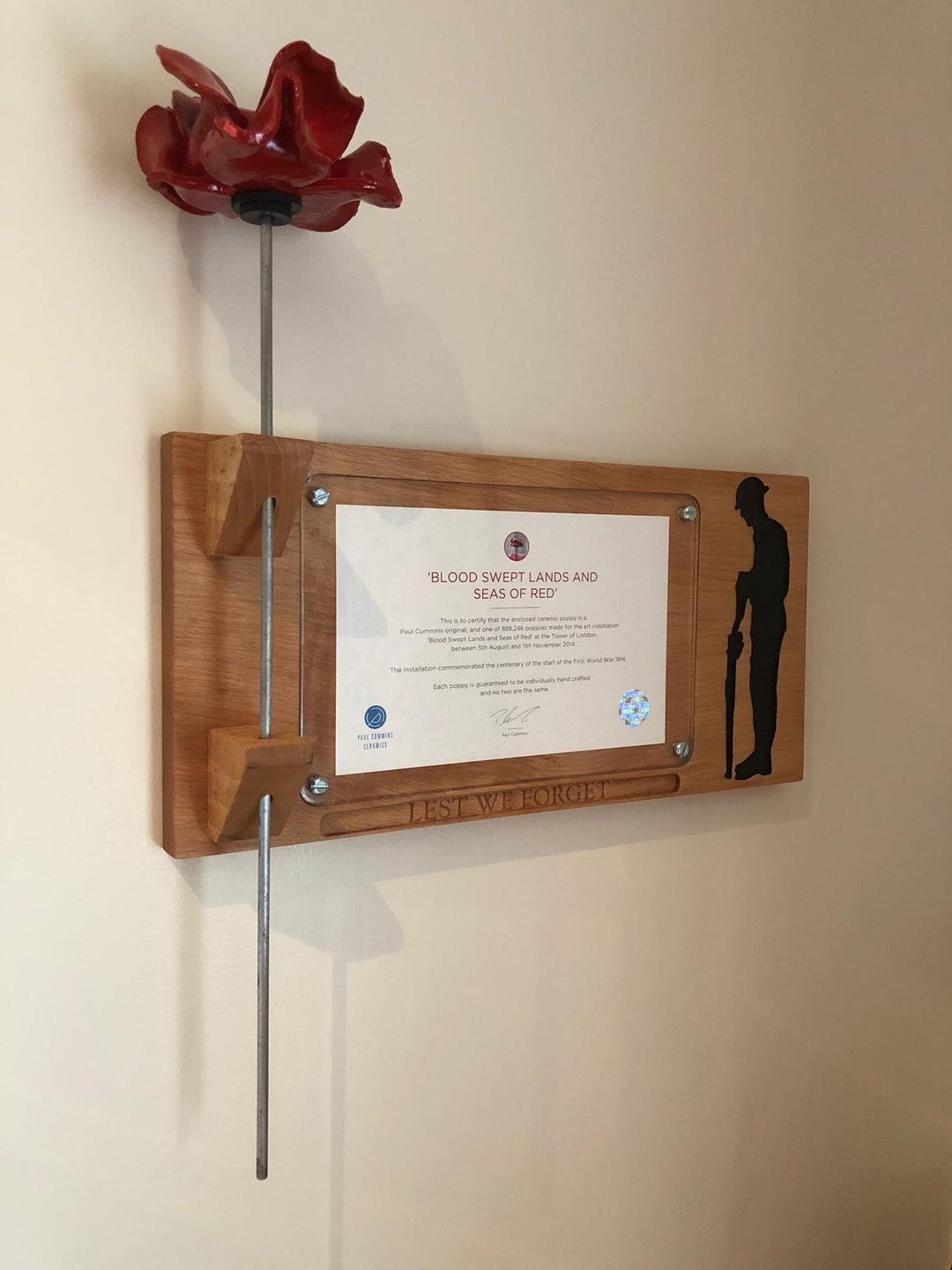 Tower of London Ceramic Poppy Holder. A Unique Hand Made Solid Oak Wall ...