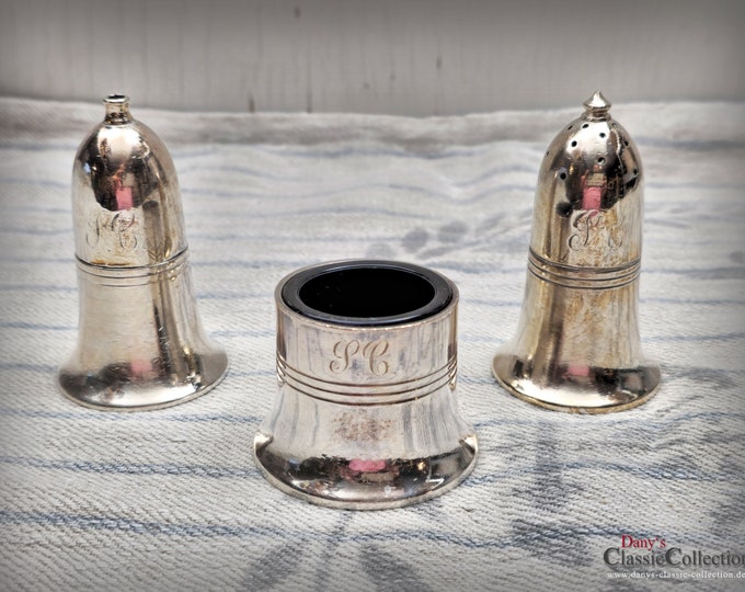 Heavy Salt and Pepper Shaker With Open Mustard or Sweetener Pot ~ EPNS ...