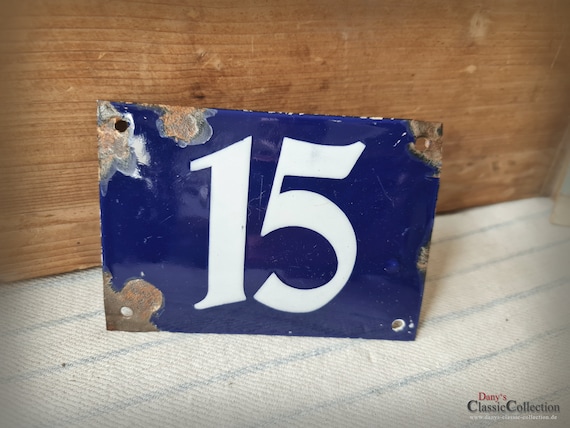 Vintage Porcelain House Number 15 Chippy Blue Enamel No. - Etsy