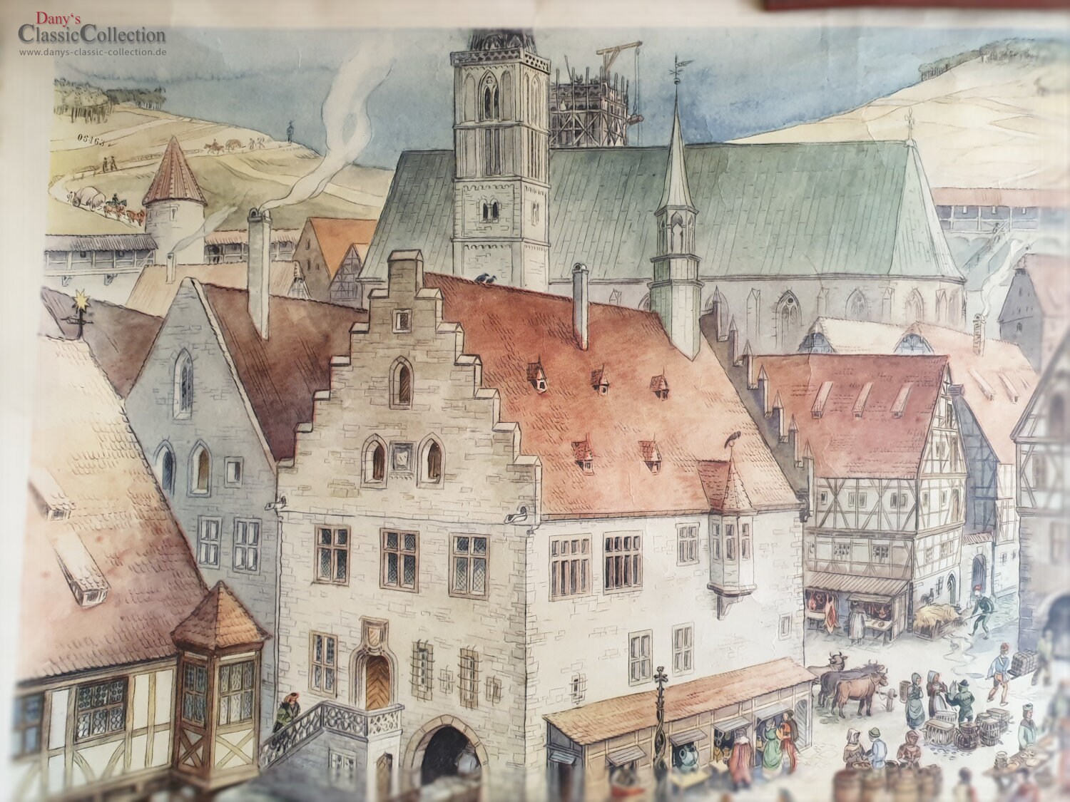 Rolling Card medieval Town School Card Mural Card | Etsy