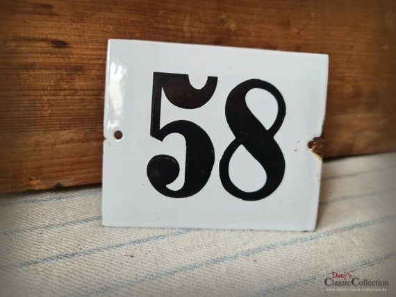 Vintage Porcelain House Number 58 Chippy White Enamel No. - Etsy