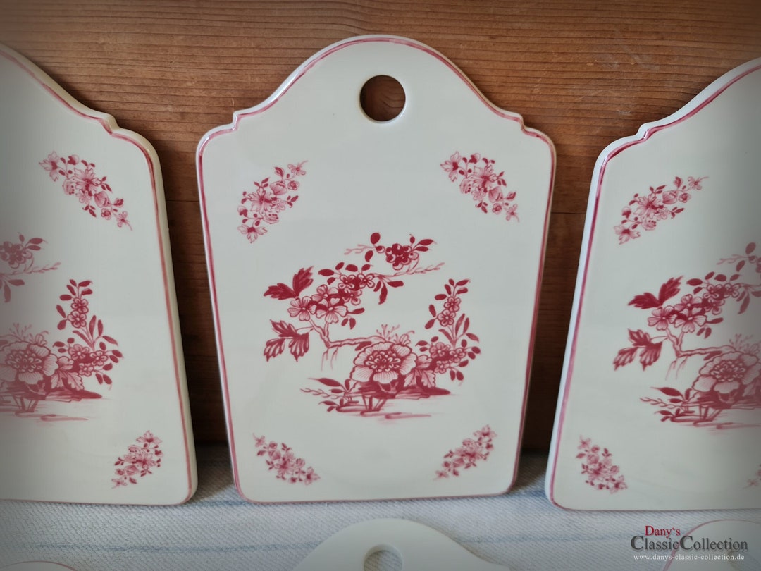 Ceramic Chopping Boards ~ Red Floral Decor - Ironstone Breakfast Boards ...