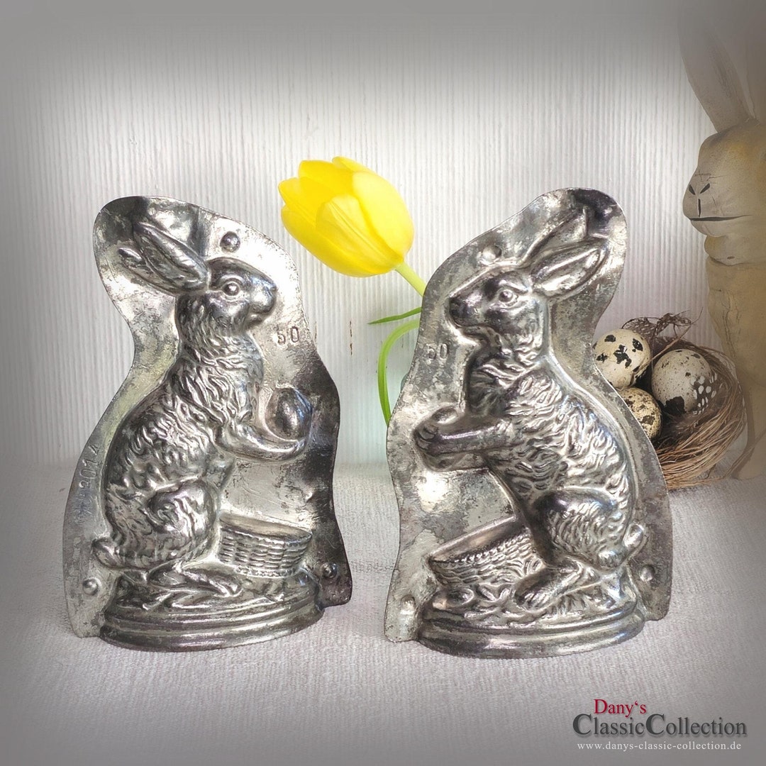 Vintage Upright Rabbit Chocolate Mold Holding an Egg ~ Laurösch Germany ...