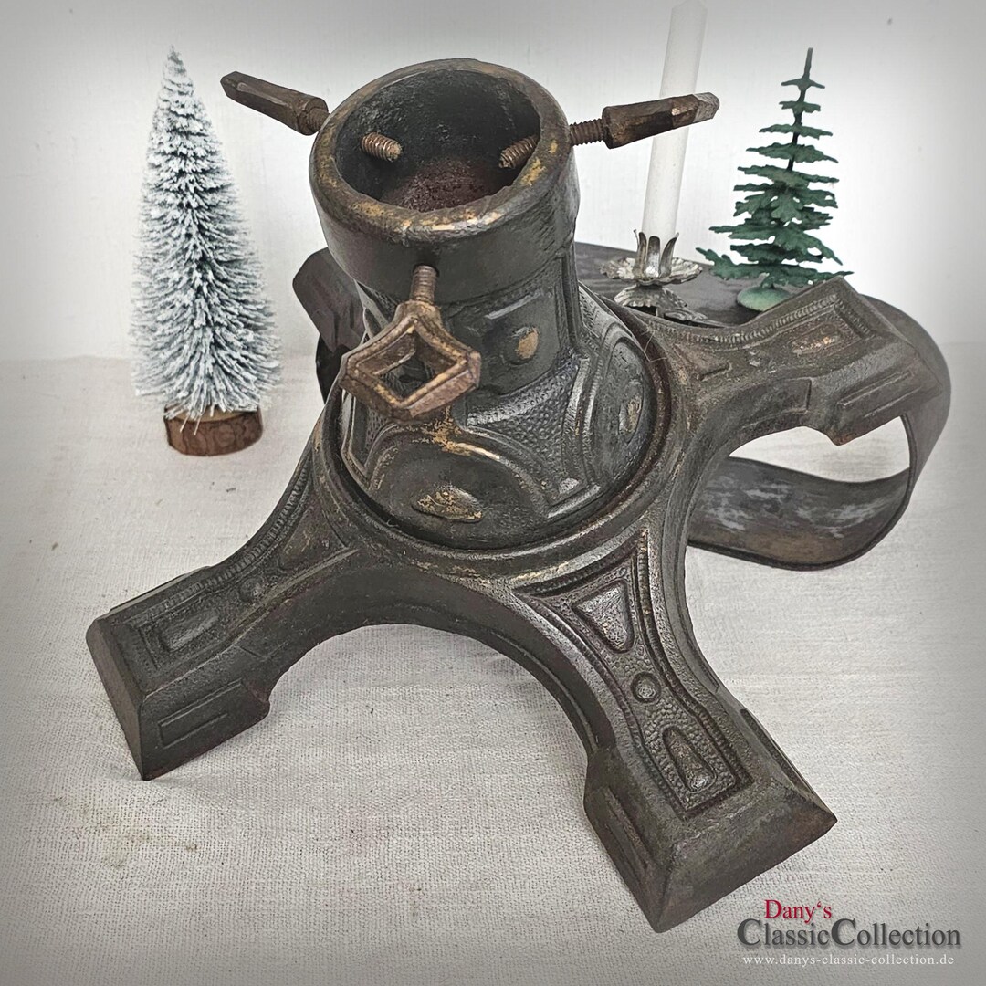German Christmas Tree Stand 4 Feet Browngreen Gold Effects Cast Iron ...