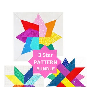 3 Star Pattern Bundle, 5 Sizes Each PDF Instant Download, Foundation ...