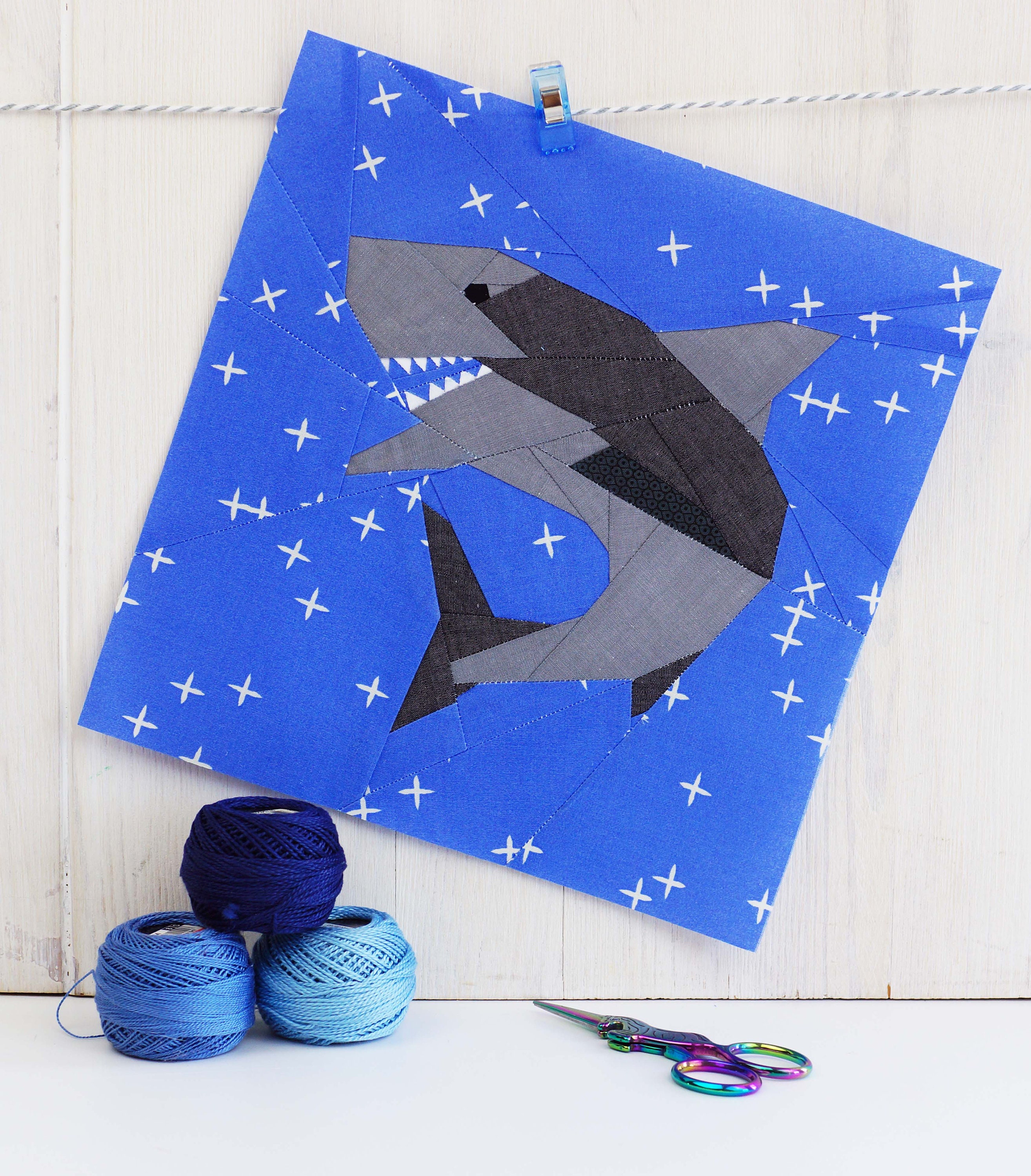Shark Quilt Block Pattern, PDF Instant Download, Foundation Paper ...