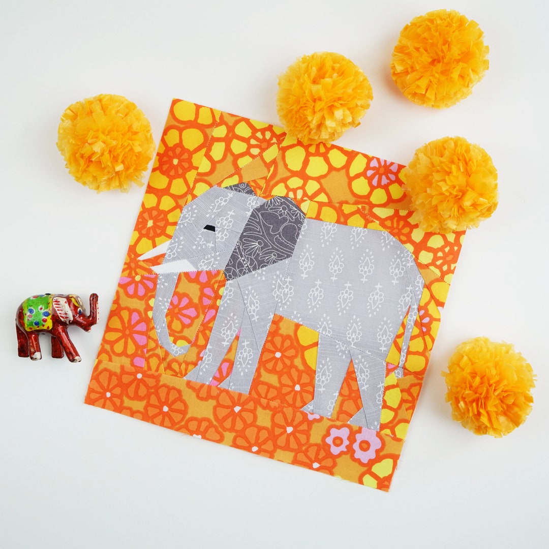 Elephant Quilt Block Pattern, 3 Sizes PDF Instant Download, Patchwork ...