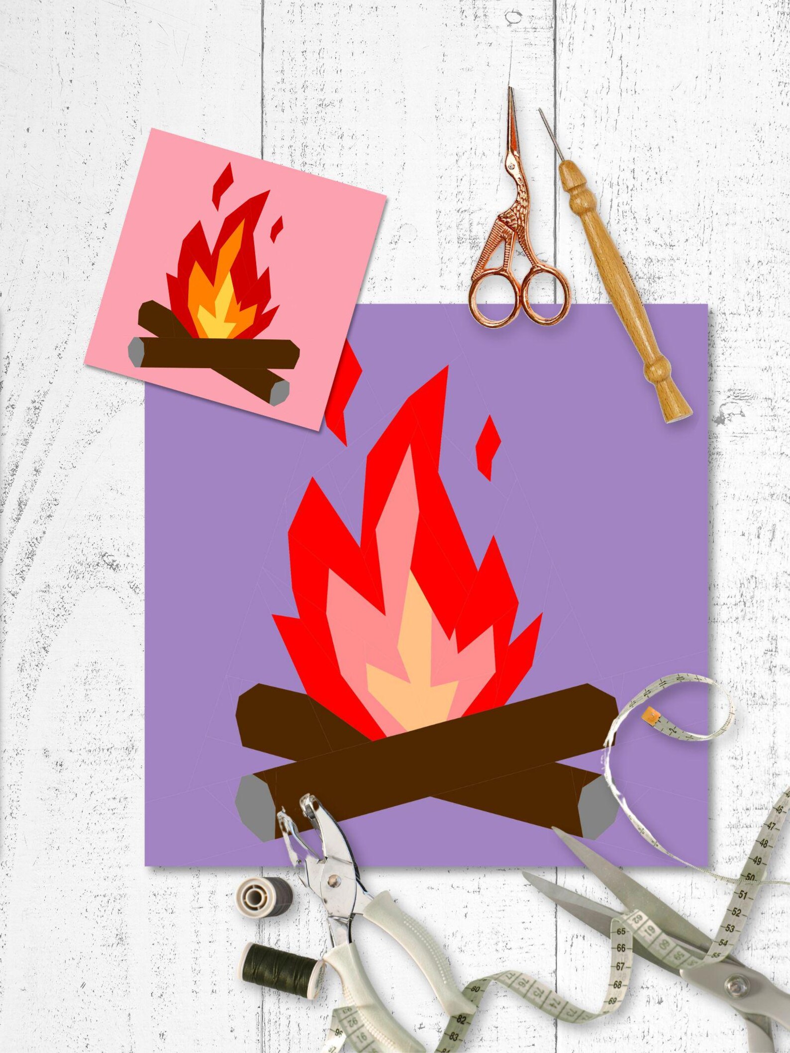 Campfire Quilt Block, 4 Sizes PDF Instant Download, FPP Patchwork ...