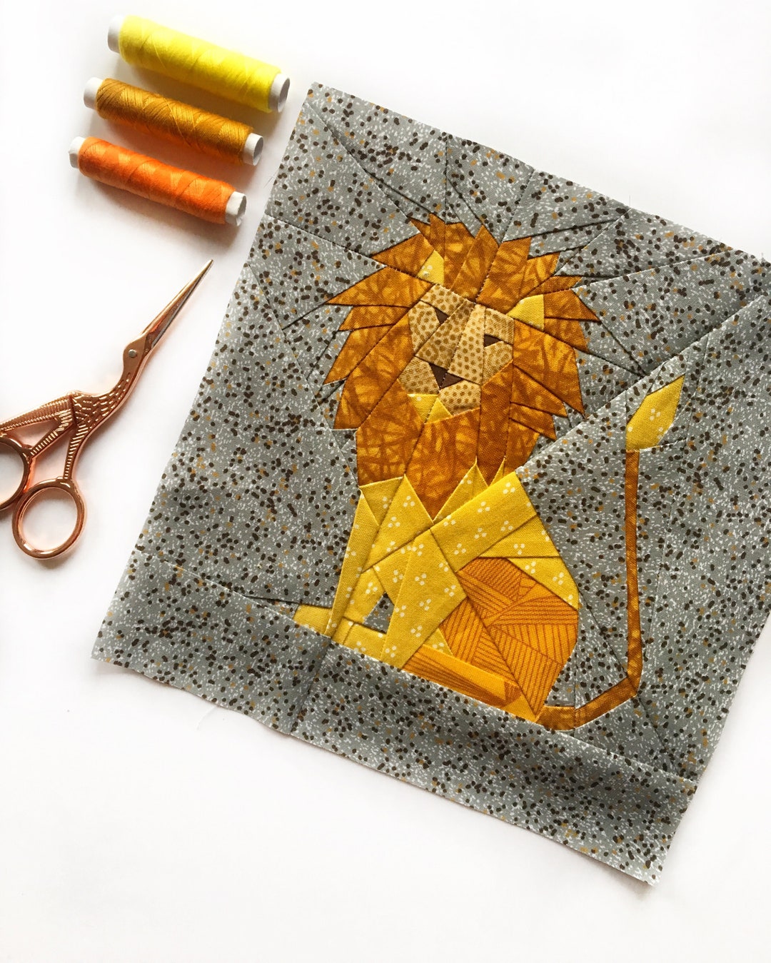 Lion Quilt Block Pattern: African Animal FPP (PDF Download) - Etsy