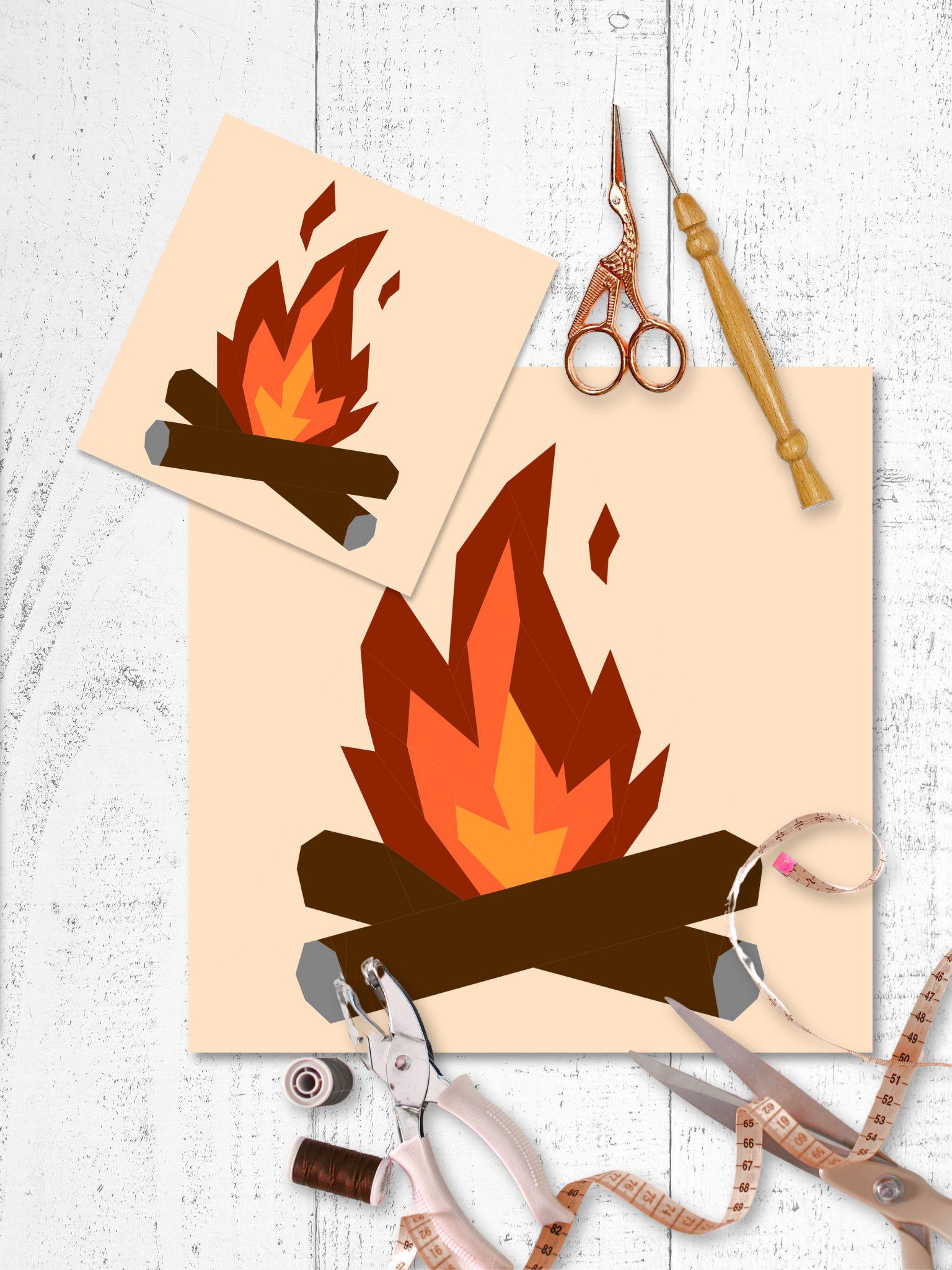 Campfire Quilt Block, 4 Sizes PDF Instant Download, FPP Patchwork ...