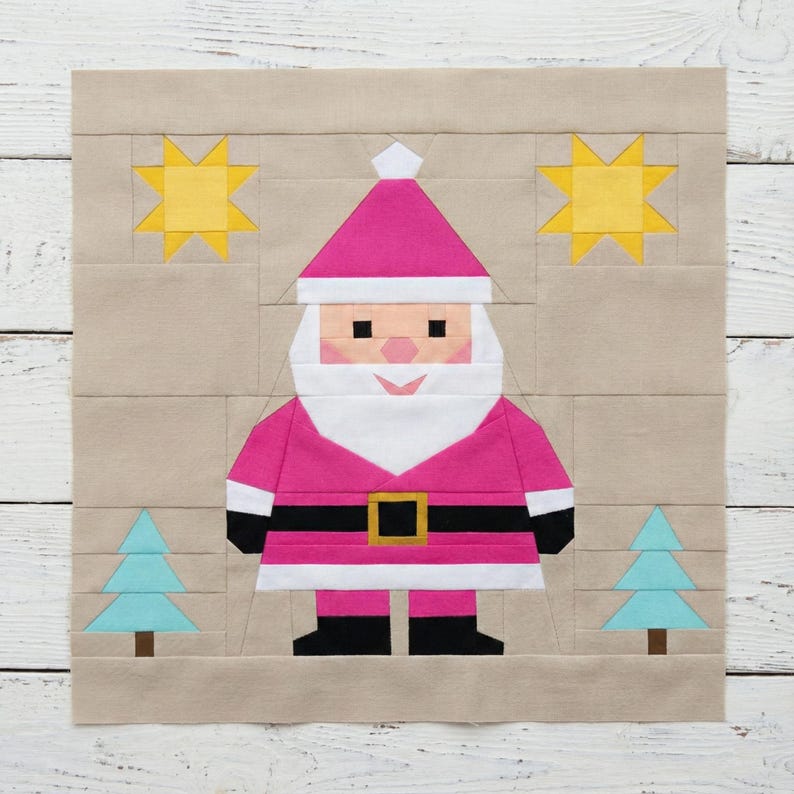Santa Quilt Block, 3 Sizes PDF Instant Download, Foundation Paper ...