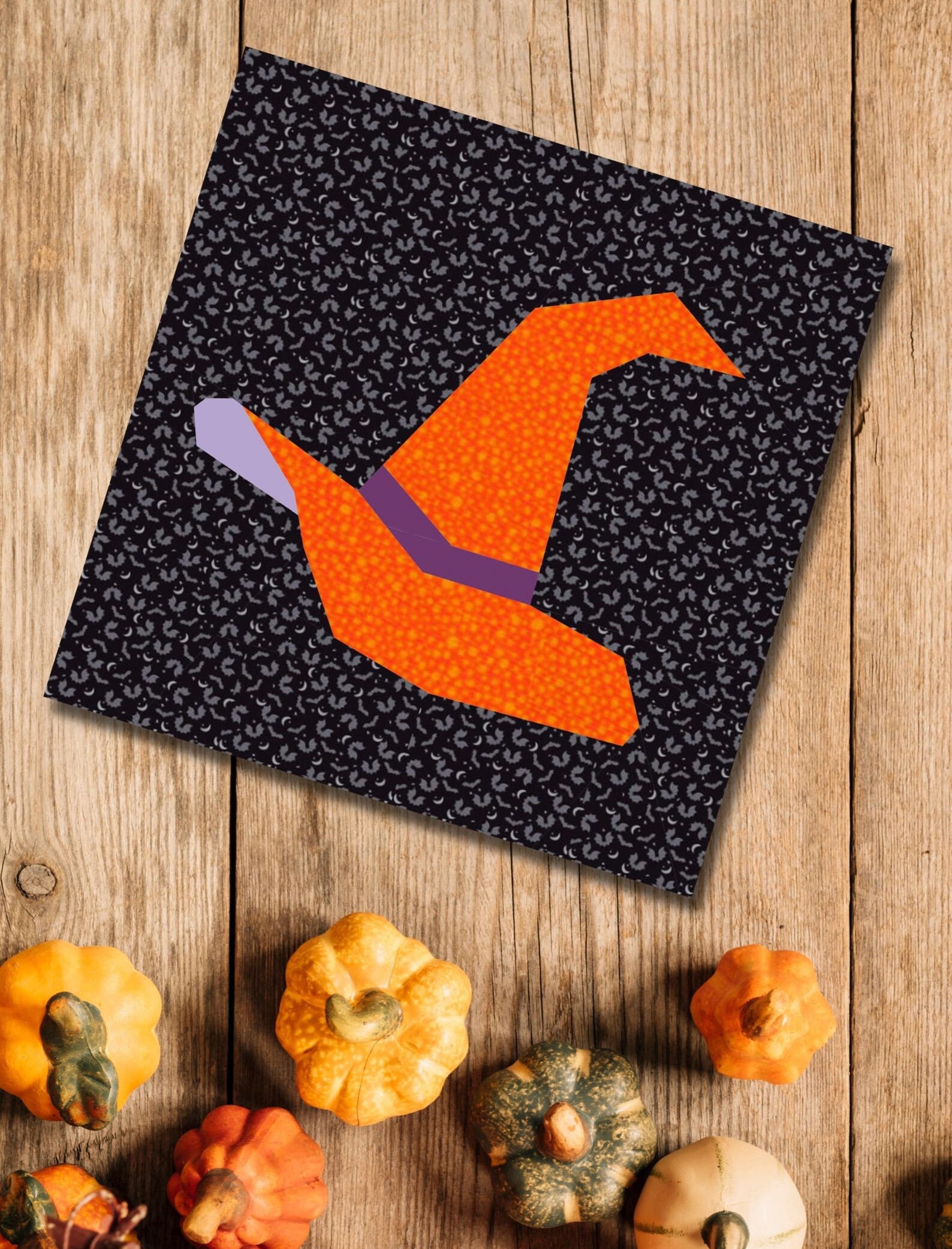 Witch Hat Quilt Block Pattern, 5 Sizes, Halloween FPP (PDF Download) - Etsy
