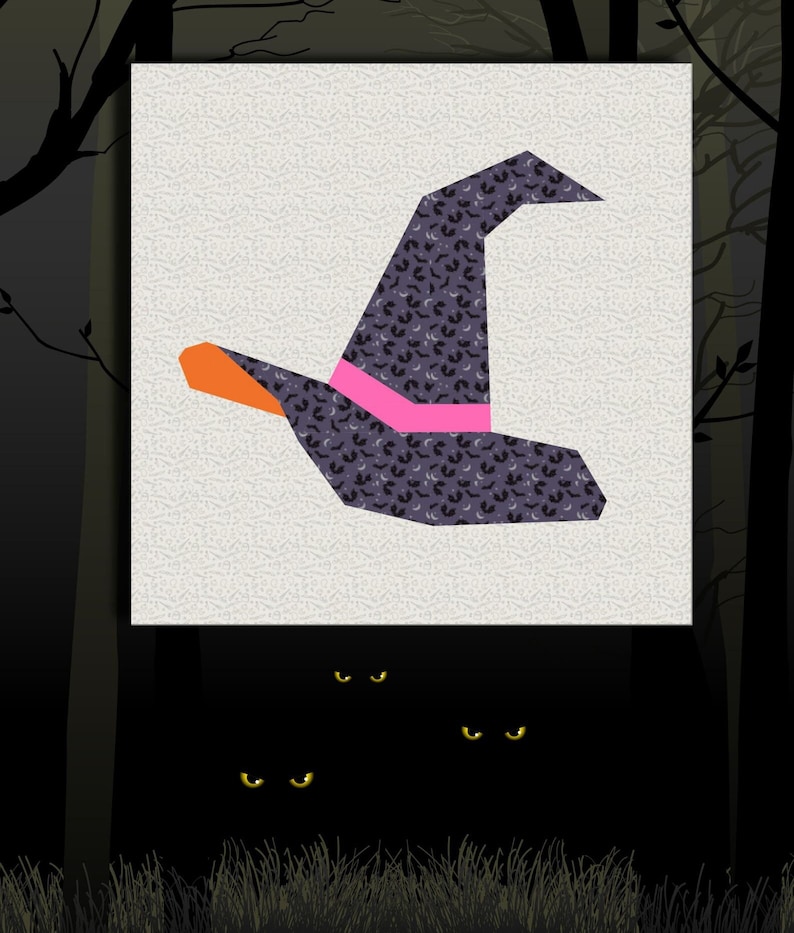 Witch Hat Quilt Block Pattern, 5 Sizes, Halloween FPP (PDF Download) - Etsy