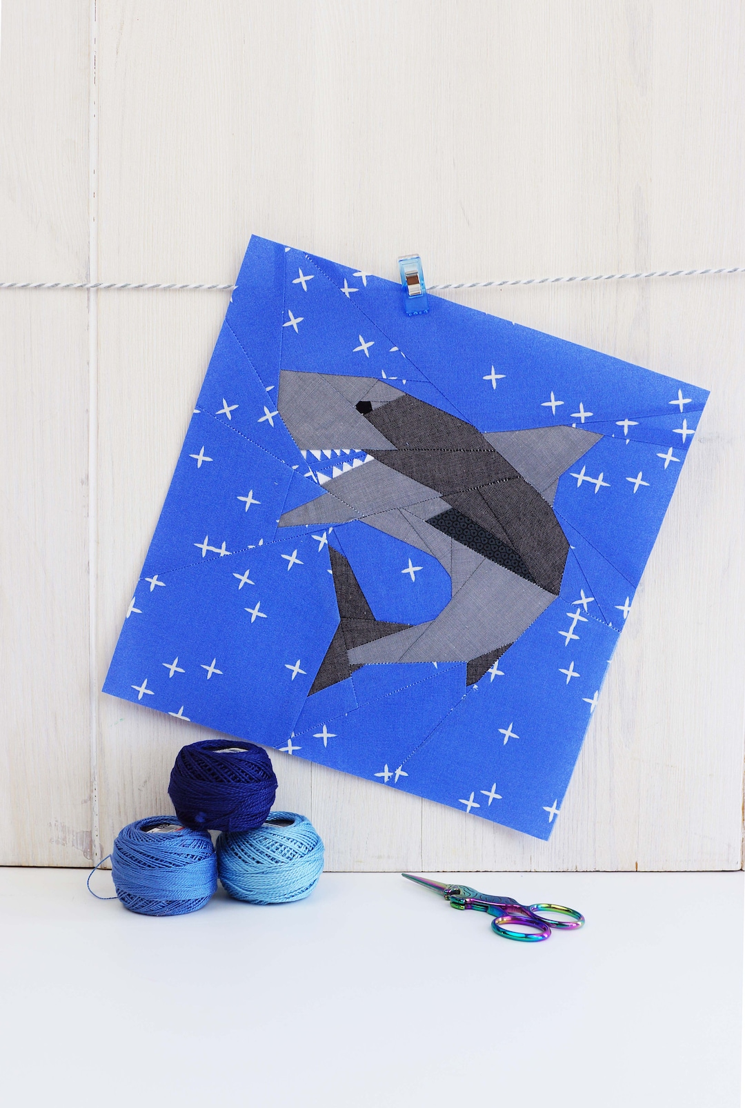 Shark Quilt Block Pattern, PDF Instant Download, Foundation Paper ...