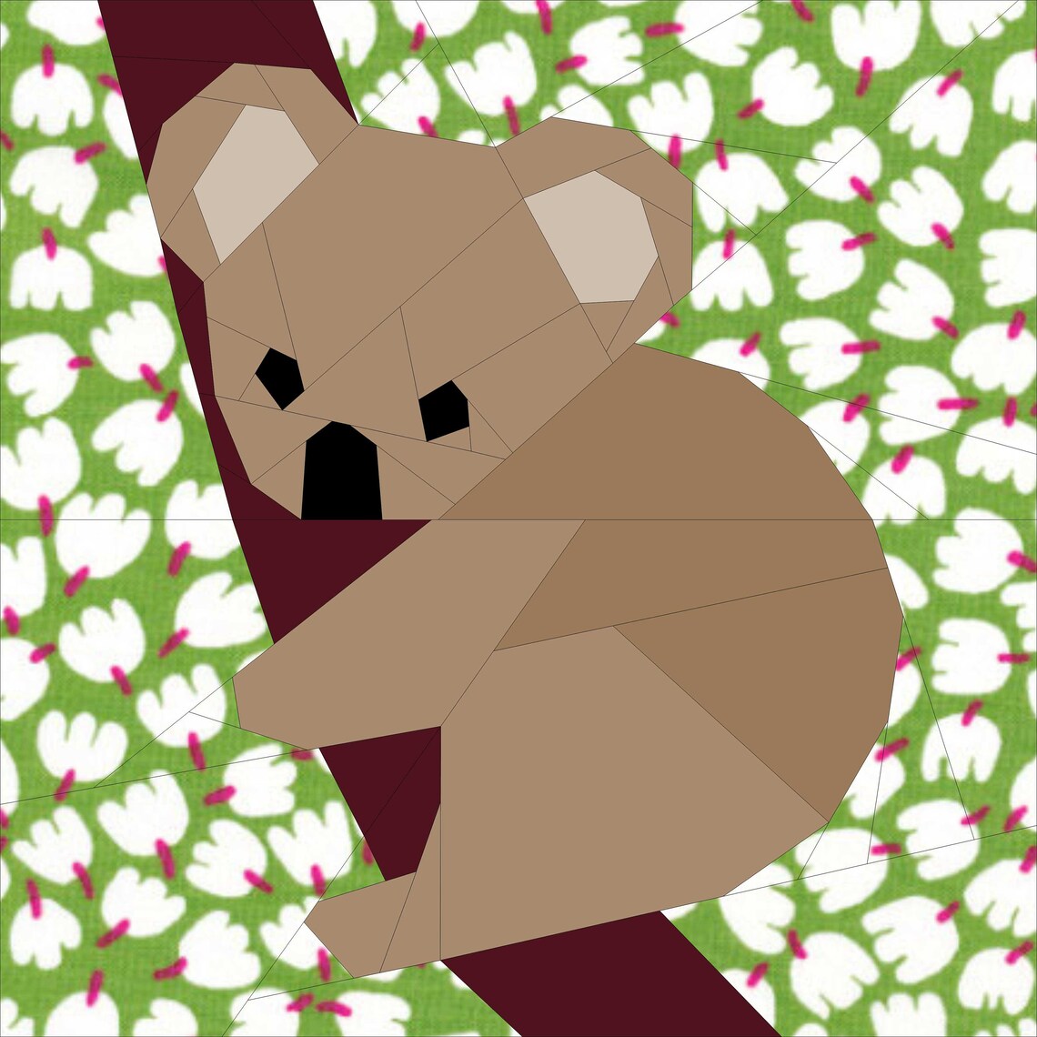 Koala Quilt Block Pattern PDF instant download Nursery | Etsy
