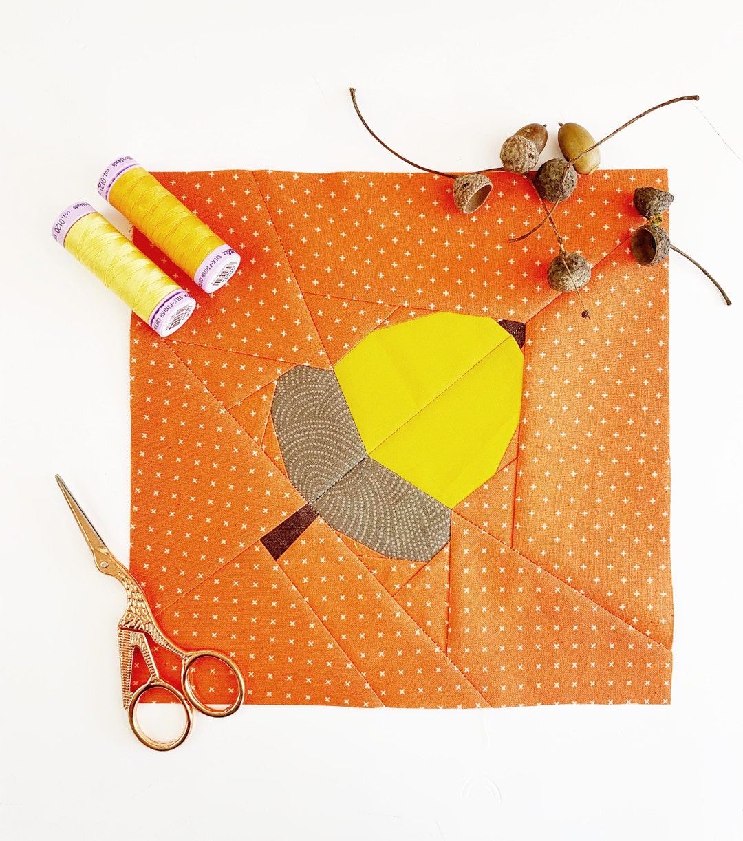 Acorn Quilt Block Pattern, PDF Instant Download, Foundation Paper ...