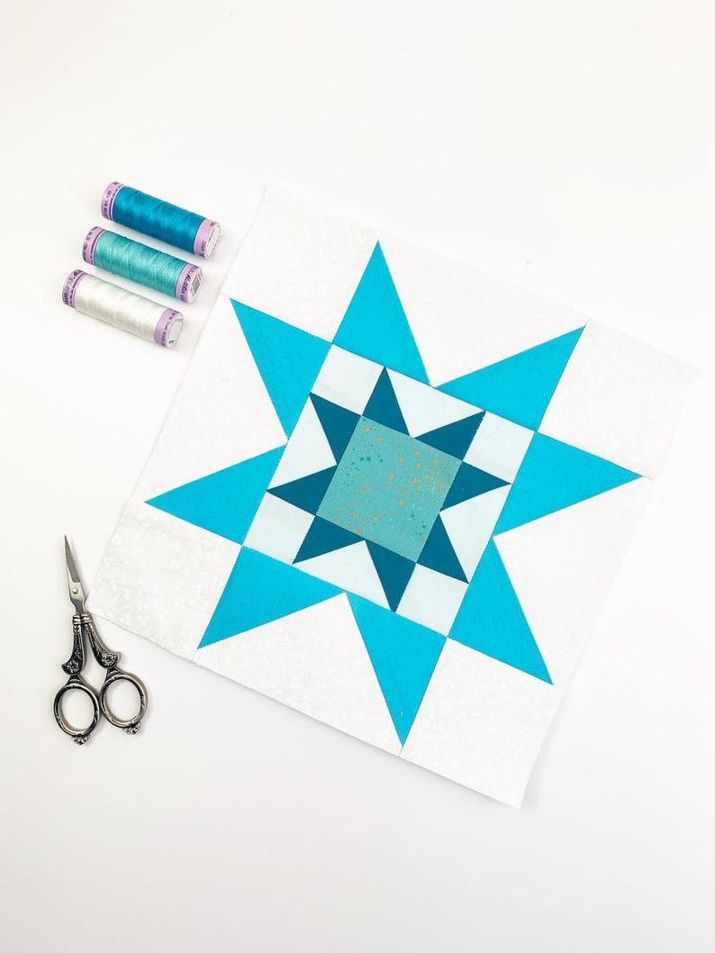 Star in Star 5 Sizes Quilt Block Pattern: Sawtooth FPP (PDF Download ...