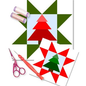 Tree in Star, 5 Sizes PDF Instant Download, Foundation Paper Piecing ...
