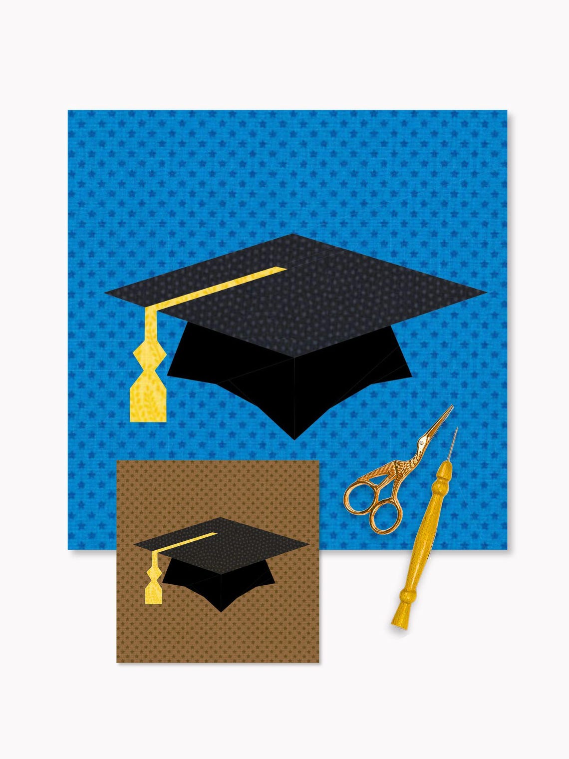 Mortarboard Quilt Block Pattern: Graduation Cap FPP (PDF Download) - Etsy