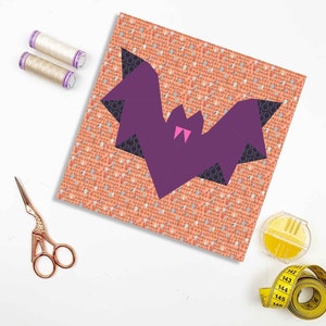 Halloween Bat Quilt Block Pattern, 4 Sizes PDF Instant Download ...