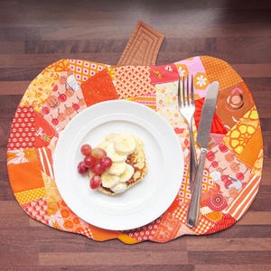 Patchwork Pumpkin Placemat Pattern, Quilted Placemat, PDF Pattern for Handmade Gift, Jack-o ...