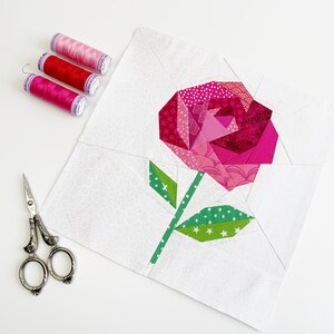 Rose 5 Sizes Quilt Block Pattern: Foundation Paper Piecing (PDF ...