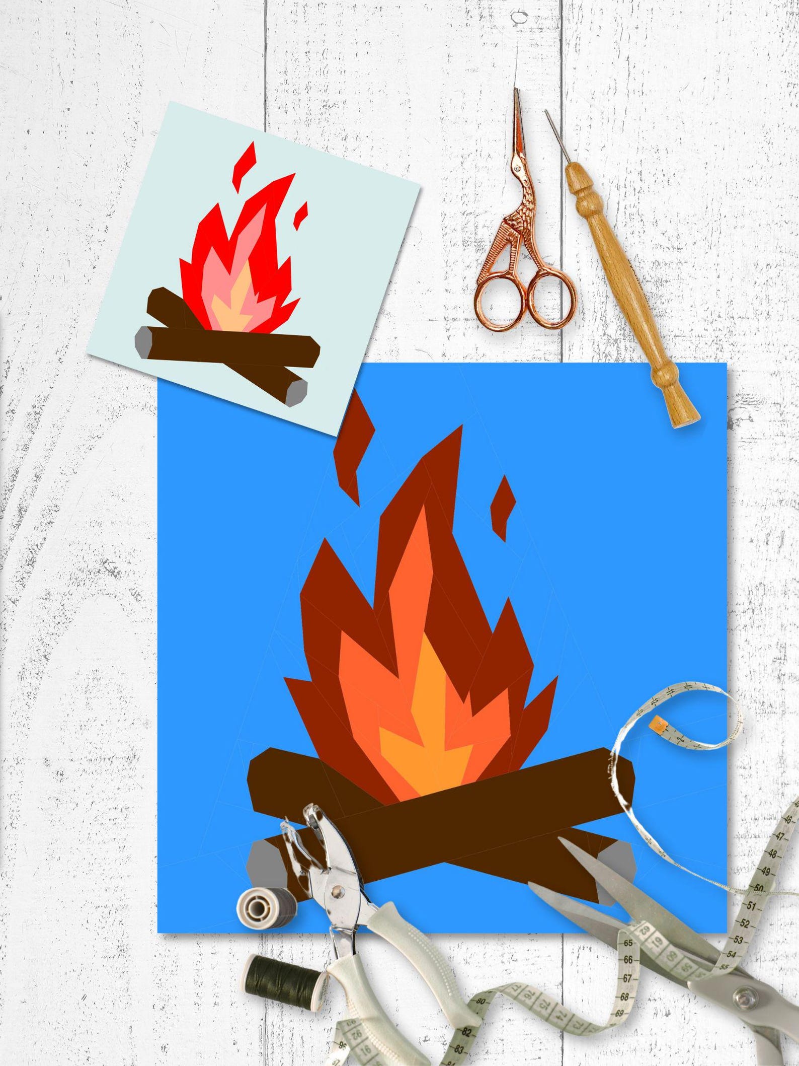 Campfire Quilt Block, 4 Sizes PDF Instant Download, FPP Patchwork ...