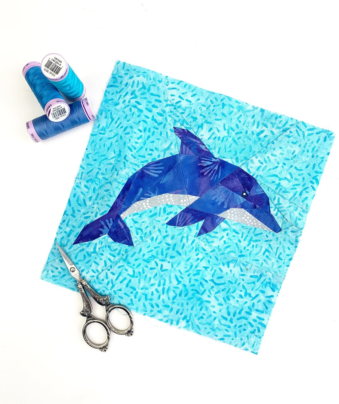 Dolphin Quilt Block Pattern, PDF Instant Download, Nautical Quilt Block ...