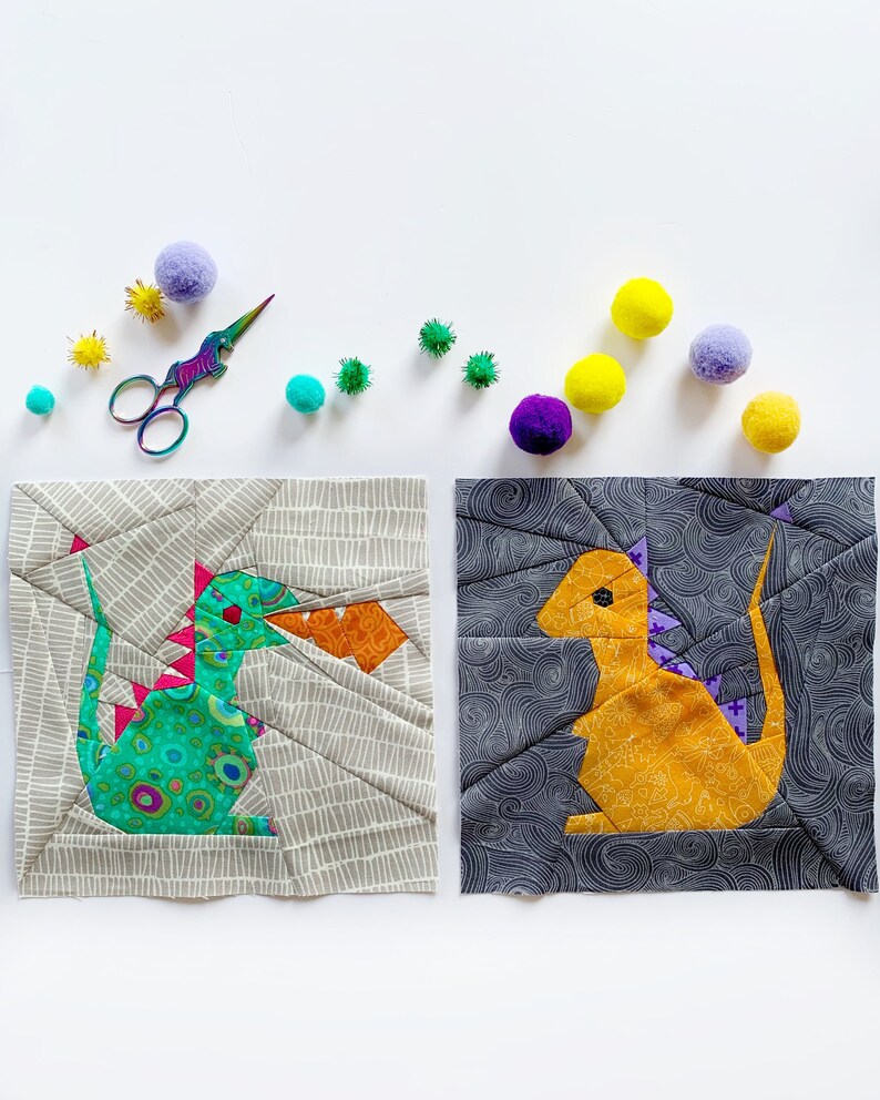Dragon Sewing Pattern Two Dragons Quilt Block Pattern PDF - Etsy