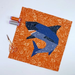 Shark Quilt Block Pattern, PDF Instant Download, Foundation Paper ...