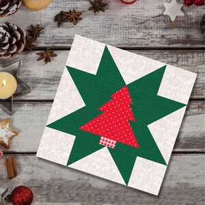 Christmas Tree in Star 5 Sizes PDF Instant Download, Quilt Block ...