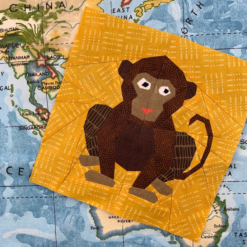 Monkey Quilt Block Pattern PDF Instant Download Patchwork | Etsy