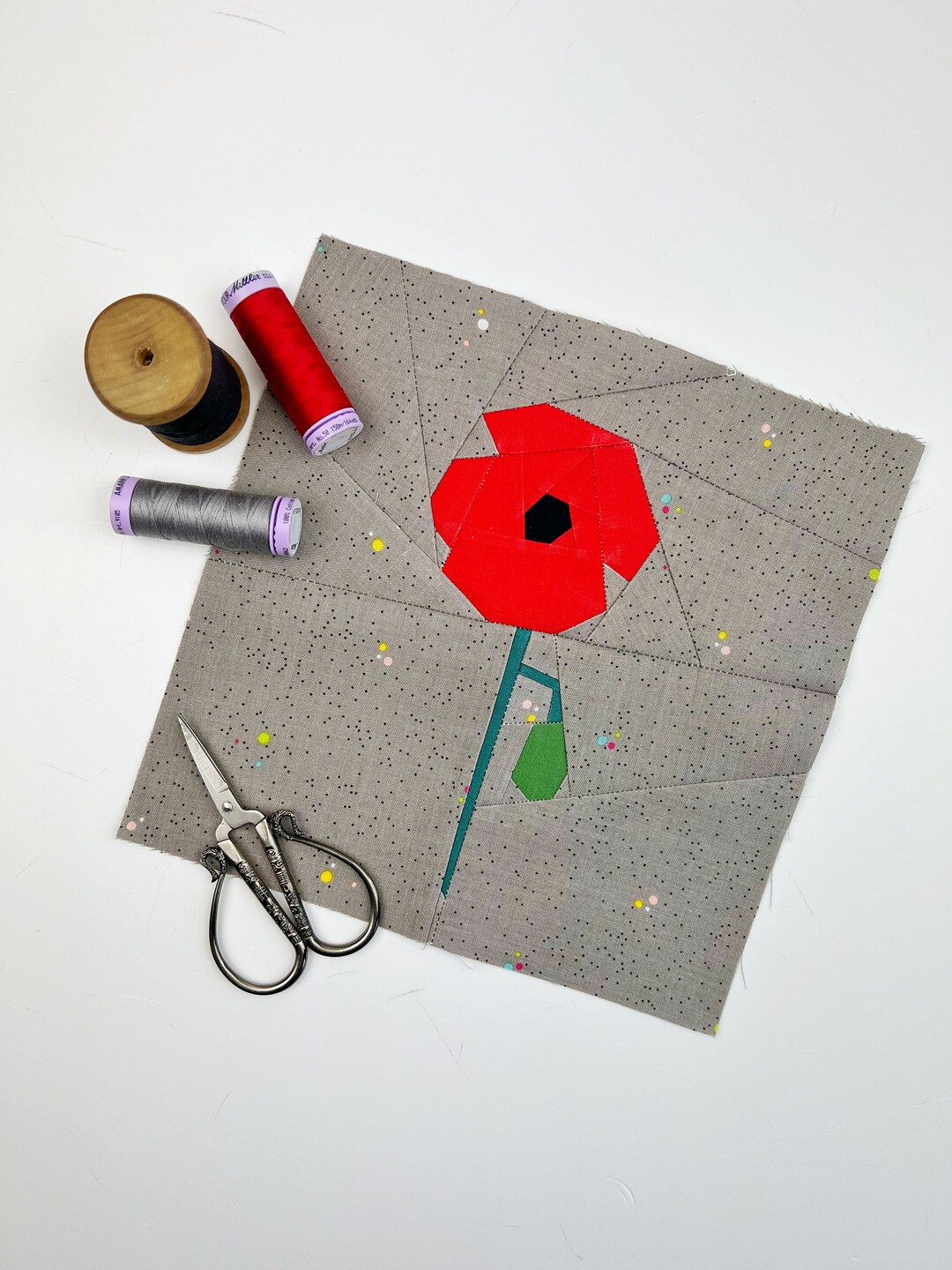 Poppy Quilt Block Pattern, Poppy Pattern, PDF Instant Download, Nursery ...