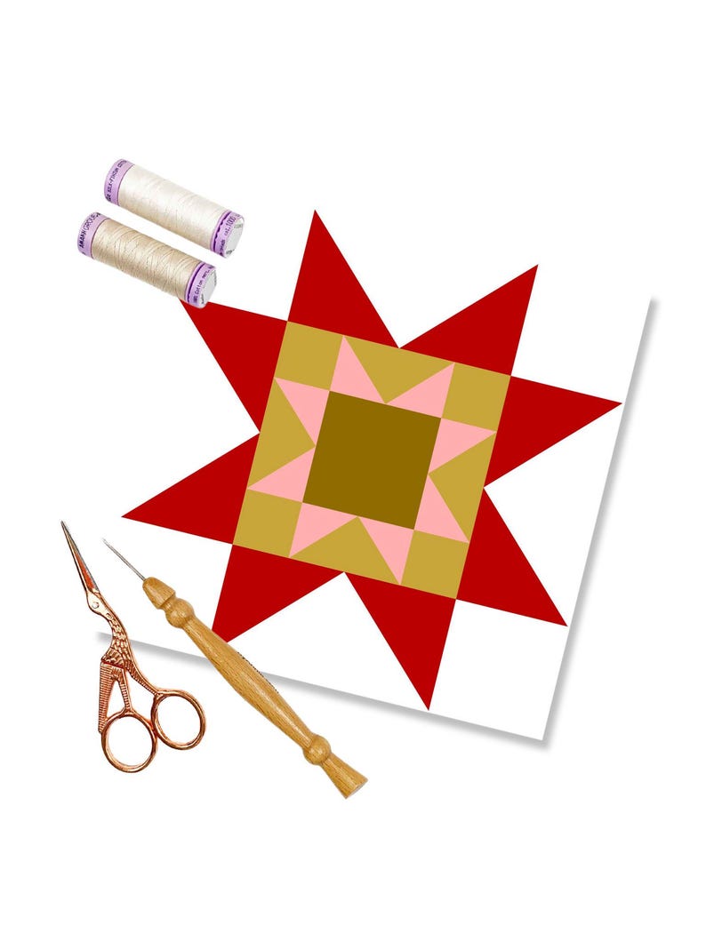 Star in Star 5 Sizes Quilt Block Pattern: Sawtooth FPP (PDF Download ...
