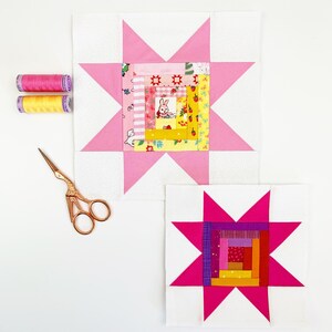Log Cabin Star Quilt Block: Sawtooth Foundation Paper Piecing Pattern ...